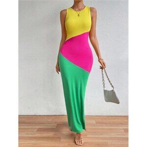 A Classy Chic Boutique | Dresses | Colorblock Split Thigh Tank Dress ...